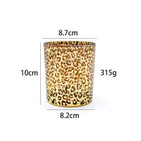 China SGS Frosted Nordic Leopard Print Glass Candle Holder for sale