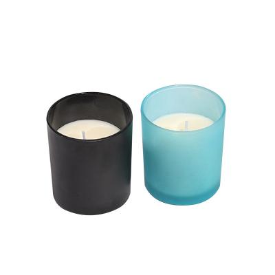 China Coloured Glass Candle Holder Glass Candle Containers 8cm Height for sale