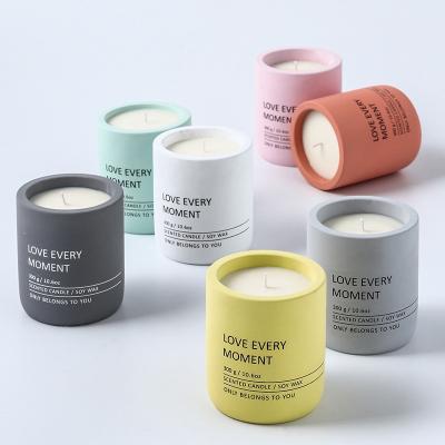 China Custom Logo Nordic Cylinder Concrete Candle Holders for sale