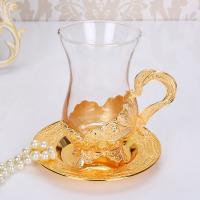 China Turkish Style Clear Deluxe Vintage Glass Coffee Cups 150ml for sale