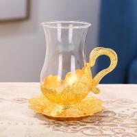 China Turkish Style Clear Deluxe Vintage Glass Coffee Cups 150ml for sale