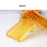 China Clear 500ml Hand Gun Shape Glass Whisky Bottle 26cm Length for sale