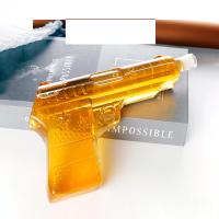 China Clear 500ml Hand Gun Shape Glass Whisky Bottle 26cm Length for sale