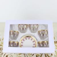 China OEM 100ml Glass Cup And Saucer Retro Tree Glass Teacup for sale