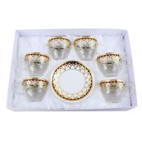 China OEM 100ml Glass Cup And Saucer Retro Tree Glass Teacup for sale