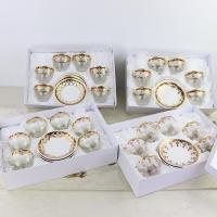 China OEM 100ml Glass Cup And Saucer Retro Tree Glass Teacup for sale