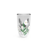 China High Borosilicate Clear Decal Double Layer Glass Cup 120ml for sale