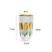 China High Borosilicate Clear Decal Double Layer Glass Cup 120ml for sale