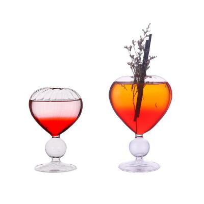 China Clear Heart Shaped 180ml 380ml Glass Goblets Bulk For Nightclub Bar for sale