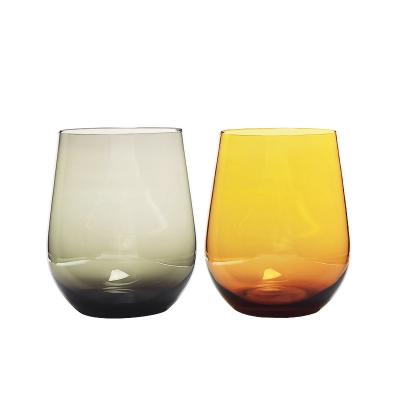 China 550ml Gradient Yellow Gray Personalised Glass Coffee Mugs Egg Shaped for sale