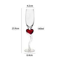 China Heart Shaped 140ml Decorative Crystal Stem Wine Glasses With Curved Handle for sale