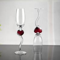 China Heart Shaped 140ml Decorative Crystal Stem Wine Glasses With Curved Handle for sale