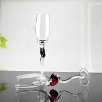 China Heart Shaped 140ml Decorative Crystal Stem Wine Glasses With Curved Handle for sale