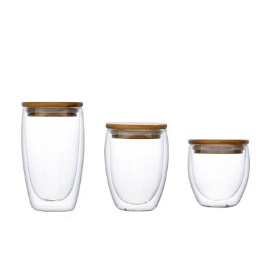 China Clear Borosilicate Double Wall Glass Tea Cup 250ml 350ml 450ml for sale