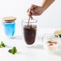 China Clear Borosilicate Double Wall Glass Tea Cup 250ml 350ml 450ml for sale