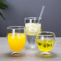 China Clear Borosilicate Double Wall Glass Tea Cup 250ml 350ml 450ml for sale