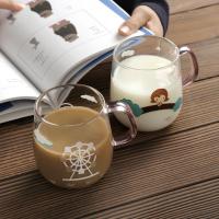 China Decal Paper Custom Made Glass Cups 400ml For Coffee Milk Juice Tea for sale