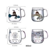 China Decal Paper Custom Made Glass Cups 400ml For Coffee Milk Juice Tea for sale