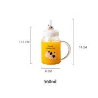 China Heat Resistant Transparent 560ml Milk Juice Glass Bottle With Straw for sale