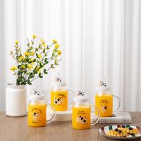 China Heat Resistant Transparent 560ml Milk Juice Glass Bottle With Straw for sale