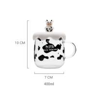 China SGS LFGB CE Creative 400ml White Personalized Glass Milk Cups With Lid for sale