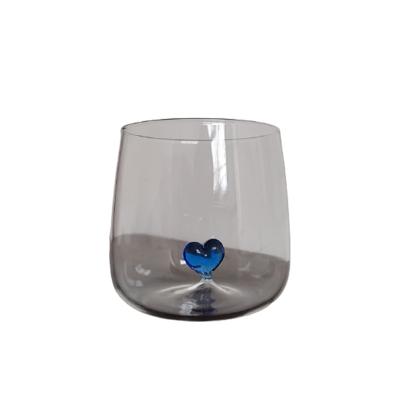 China Heart Shaped Lovers Transparent Glass Drinking Cup 350ml For coffee for sale