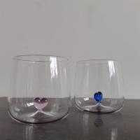 China Heart Shaped Lovers Transparent Glass Drinking Cup 350ml For coffee for sale