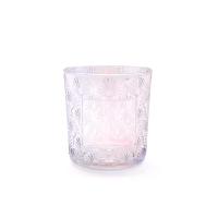 China Custom Carved Transparent Frosted Glass Candle Cup Handmade for sale