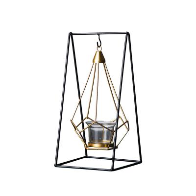 China Modern Minimalist Wind Cradle Hanging Candle Holders With Metal Frame for sale