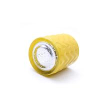 China Yellow Cylinder Corrugated Glass Candle Cups With Aluminum Cap for sale