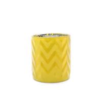 China Yellow Cylinder Corrugated Glass Candle Cups With Aluminum Cap for sale