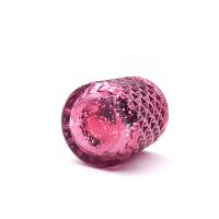 China Pink Prismatic Geometric Decorative Glass Candlestick Holder Customized Label for sale