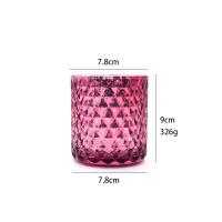 China Pink Prismatic Geometric Decorative Glass Candlestick Holder Customized Label for sale