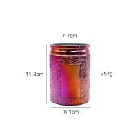 China Hotel Decor Carved Glass Cylinder Candle Holders Electroplated Colored for sale