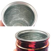 China Hotel Decor Carved Glass Cylinder Candle Holders Electroplated Colored for sale