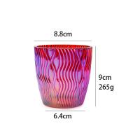 China Handmade Hot Pink Purple Striped Glass Candle Cup With Aluminum Cap for sale