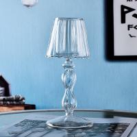 China Bedside Smooth Glass Modern Candle Holders Lamp Shaped Electroplated Colored for sale