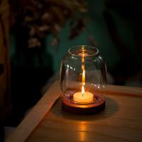 China Lantern Shaped Frosted Transparent Glass Candlestick With Aluminum Cap for sale
