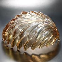 China FDA SGS Vintage Amber Luxury Glass Fruit Bowl Leaf Shaped European Style for sale