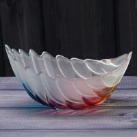 China FDA SGS Vintage Amber Luxury Glass Fruit Bowl Leaf Shaped European Style for sale