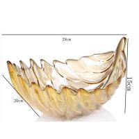 China FDA SGS Vintage Amber Luxury Glass Fruit Bowl Leaf Shaped European Style for sale