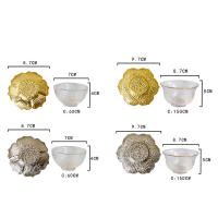 China Lotus Base Hammer Pattern Transparent Glass Tea Cups Gold Silver Color for sale