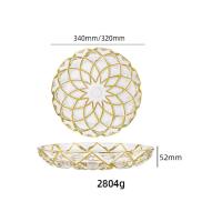 China Home Golden Grid Grain Transparent Glass Fruit Bowl Handmade for sale