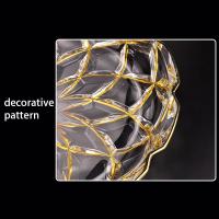 China Home Golden Grid Grain Transparent Glass Fruit Bowl Handmade for sale