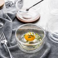 China SGS Double Clear Glass Salad Bowls Disc Shaped customized printing for sale