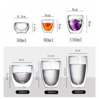 China Hot sales glass cup heat-insulated double wall glass cup for tea and coffee for sale