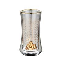 China Mountains and rivers scripture decorative fine heat resistant high borosilicate glass cup for sale