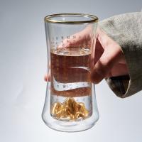 China Mountains and rivers scripture decorative fine heat resistant high borosilicate glass cup for sale