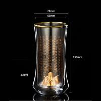 China Mountains and rivers scripture decorative fine heat resistant high borosilicate glass cup for sale