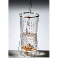 China Mountains and rivers scripture decorative fine heat resistant high borosilicate glass cup for sale